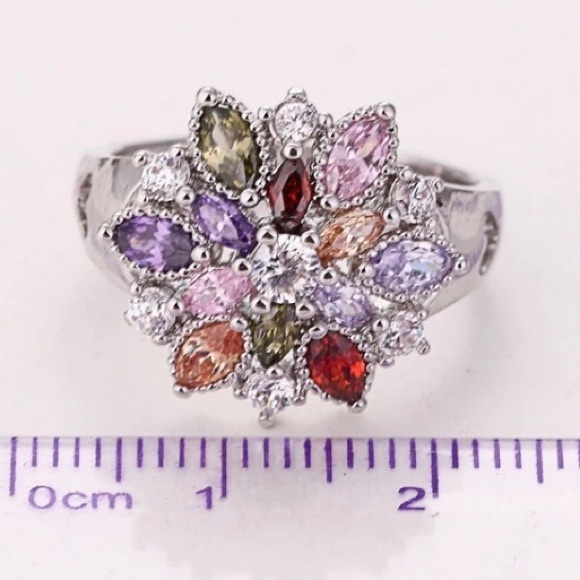 Jewelry | Sterling Silver Rainbow Flower Ring | Poshmark